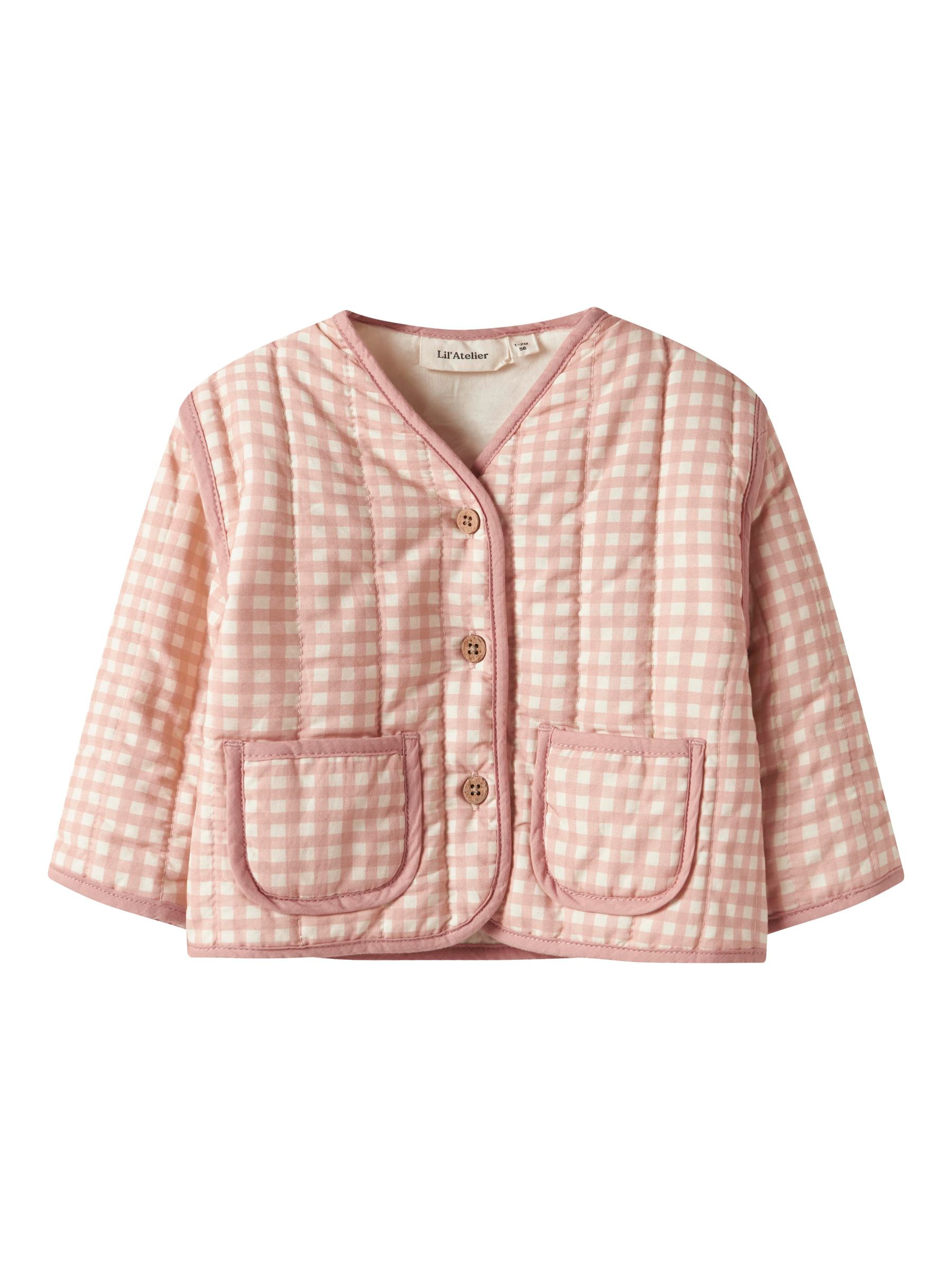 CHECKED QUILTED JACKET - Baby 56-86 | Girl | Pink | Lil' Atelier® UK